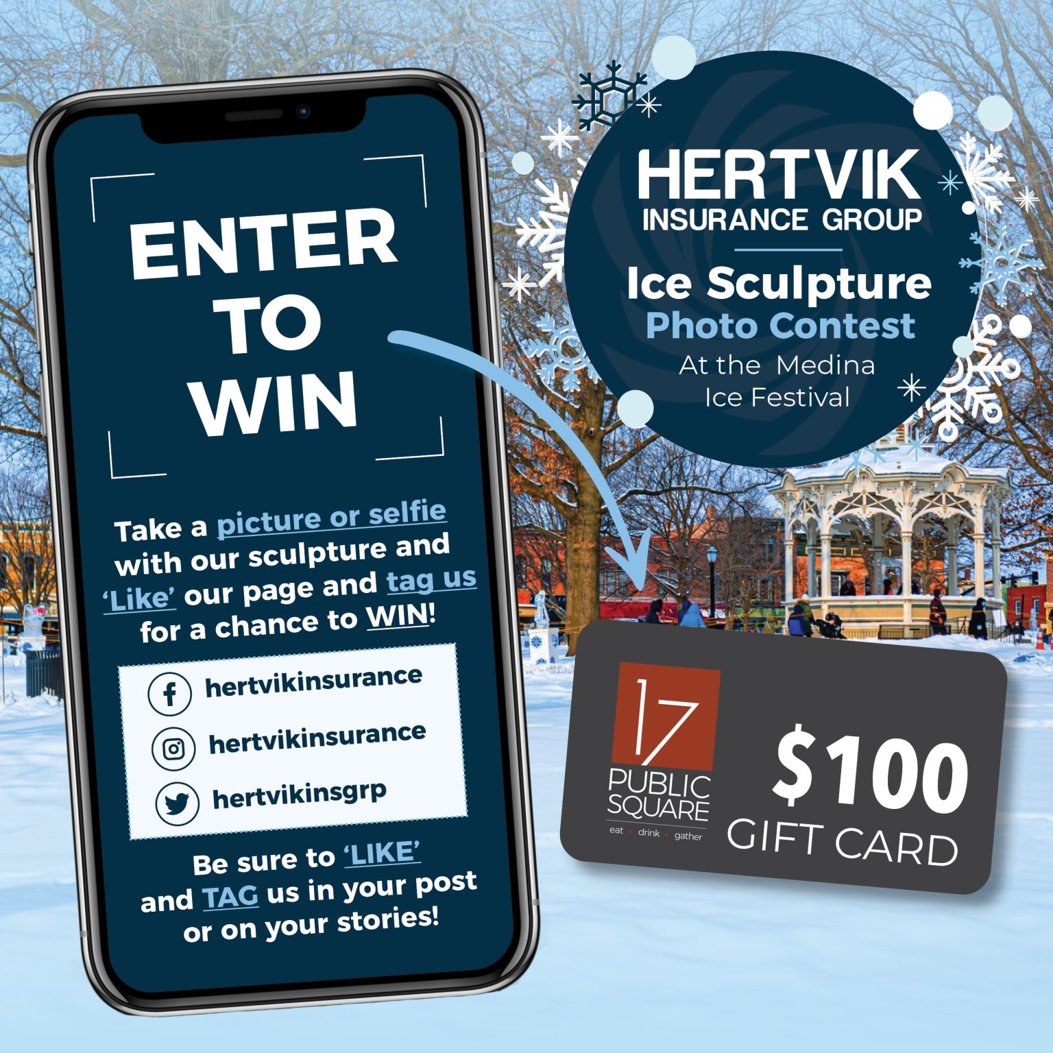 Hertvik Sponsors Carving at 2023 Medina Ice Festival | Medina, OH